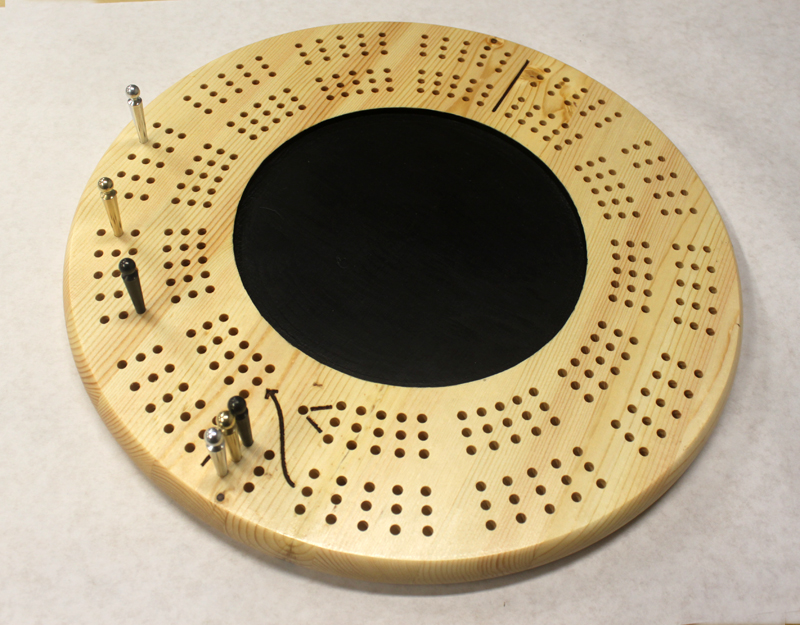 Chalkboard Large Hole Round Cribbage Board